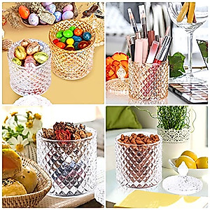 kingdalux Apothecary Jar Set, 2Pcs Clear Glass Qtip Holder Dispenser for Cotton Ball, Cotton Pads, Cotton Swab,Floss, for Vanity Makeup Organizer,Bathroom Canister Storage Organization