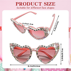 ZEBSF Birthday Queen Glasses for Women - Pink Heart Birthday Pearl Sunglasses for Funny Happy Birthday Gifts Accessories Party Favors Birthday Decorations