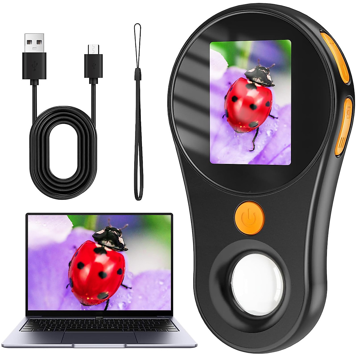Digital Microscope Fixed Focus-200X Pocket Magnifying Glass, 3-Level Adjustable LED Lights Portable Handheld Mini Microscope,USB Compatible with, Windows, Mac OS