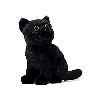 FRANKIEZHOU Realistic Black Cat Stuffed Animal-8.27",Cat Plush Toy, Soft Plush Doll for Boy,Funny Pillow,Girl Toys,Gifts for Kids, Home Decor,Hugging Toy