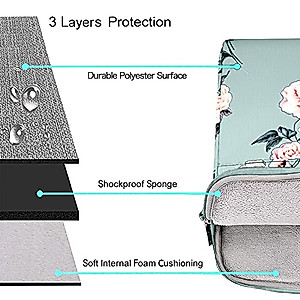 MOSISO Laptop Shoulder Bag Compatible with MacBook Air 15 inch M3 M2/Pro 16 M4 M3 M2 M1 2025-2019,15-15.6 inch Notebook, Camellia Carrying Sleeve with Belt, Green