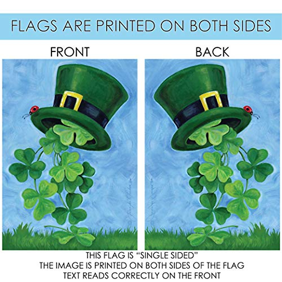 Toland Home Garden 111162 Shamrock Shower St Patricks Day Flag 12x18 Inch Double Sided St Patricks Day Garden Flag for Outdoor House St Pats Flag Yard Decoration