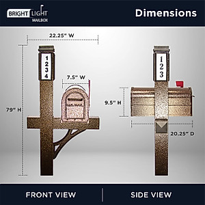 Aluminum Mailboxes for Outside with Post and Solar Mailbox Light for Easy Navigation, Bronze Mailbox and Post Combo Kit, Mail Boxes for House Outside with Post, Custom Mailboxes & Accessories