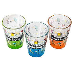 Set of 3 New Orleans Street Sign Mardi Gras Souvenir Shot Glasses