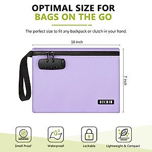 OZCHIN Smell Proof Bag with Combination Lock 10 X 7 inchs Locking Bag PU Leather Waterproof Lockable Case Great Gift Ideal