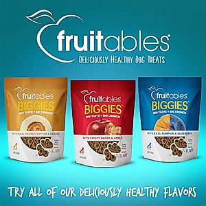 Fruitables Biggies Dog Biscuits – Crunchy Dog Biscuits Made with Pumpkin – Healthy Dog Treats Packed with Real Fruit Flavor – Free of Wheat, Corn and Soy – Almond Butter & Coconut – 16 oz