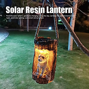 Animal Hanging Solar Lantern Resin with Lanyard LED Garden Light IP67 Waterproof for Courtyard Balcony Patios Stump Decoration Outdoor Camping Lamp