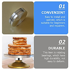 DOITOOL 2pcs Dining Table Aluminum Turntable Round Aluminum Rotating Bearing Plate Aluminum Discs Cake Decorating Stand Cake Revolving Cake Turntable Base Ball to Rotate Aluminum Alloy Cd