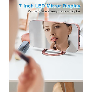 Digital Alarm Clock,7 Inch LED Mirrored Large Display, with Dual USB Charger Ports,Auto Dim,Snooze Function,Modern Desk Wall Electronic Clocks for Bedroom Living Room Office - Rose Gold