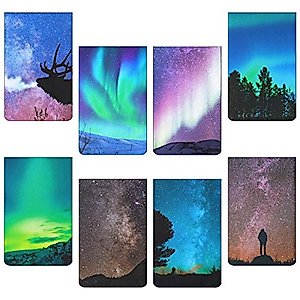 32 Pieces Night Sky Magnetic Bookmarks Aurora Magnet Page Markers Magnetic Page Clips Bookmark for Students Teachers School Home Office Reading Stationery, 8 Designs