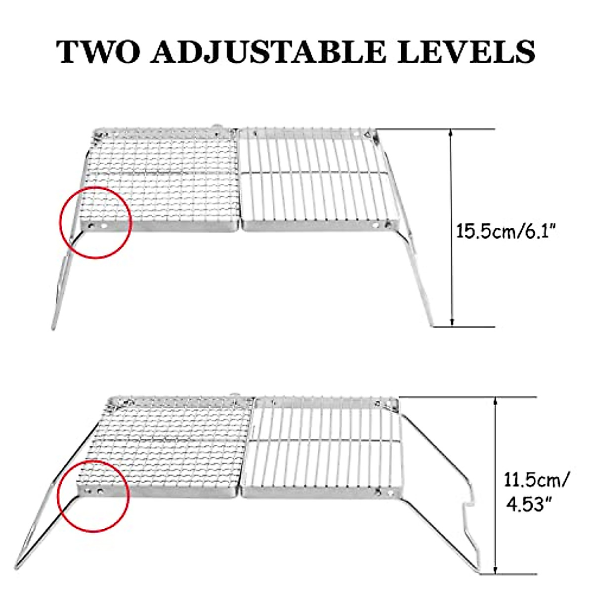 PSKOOK Folding Campfire Grill, Portable Camping Grill Grate, 304 Stainless Steel Camp Fire Cooking Racks for Compact Storage, BBQ Grill for RV Camping, Hunting trip, Bushcraft, Picnics, Fishing