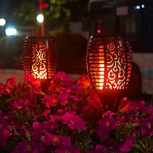 Solar Lights Outdoor (Super Large Size), 99 LED Solar Tiki Torches with Flickering Flame, Waterproof Solar Powered Lights Halloween Decorations Garden Yard Pathway Decor