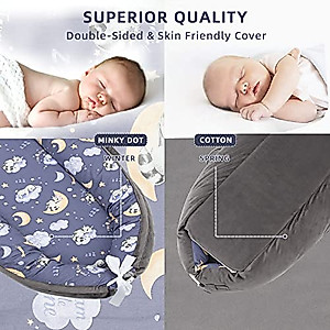 Hiseeme Baby nest Pillow for co-Sleeping，Baby Lounger for Newborn with Pillow，Breathable Natural 100% Cotton Portable Adjustable Newborn Essentials, Baby Nest Sleeper (Midnight Purple)