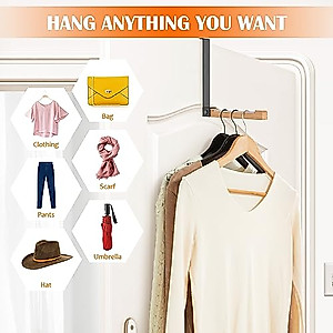 Mastom Folding Door Hook, Wooden Foldable Coat Hooks, Space Saving Over Door Hooks Perfect for Drying Clothes, Hanging Coat, Hat, Towel, Bag