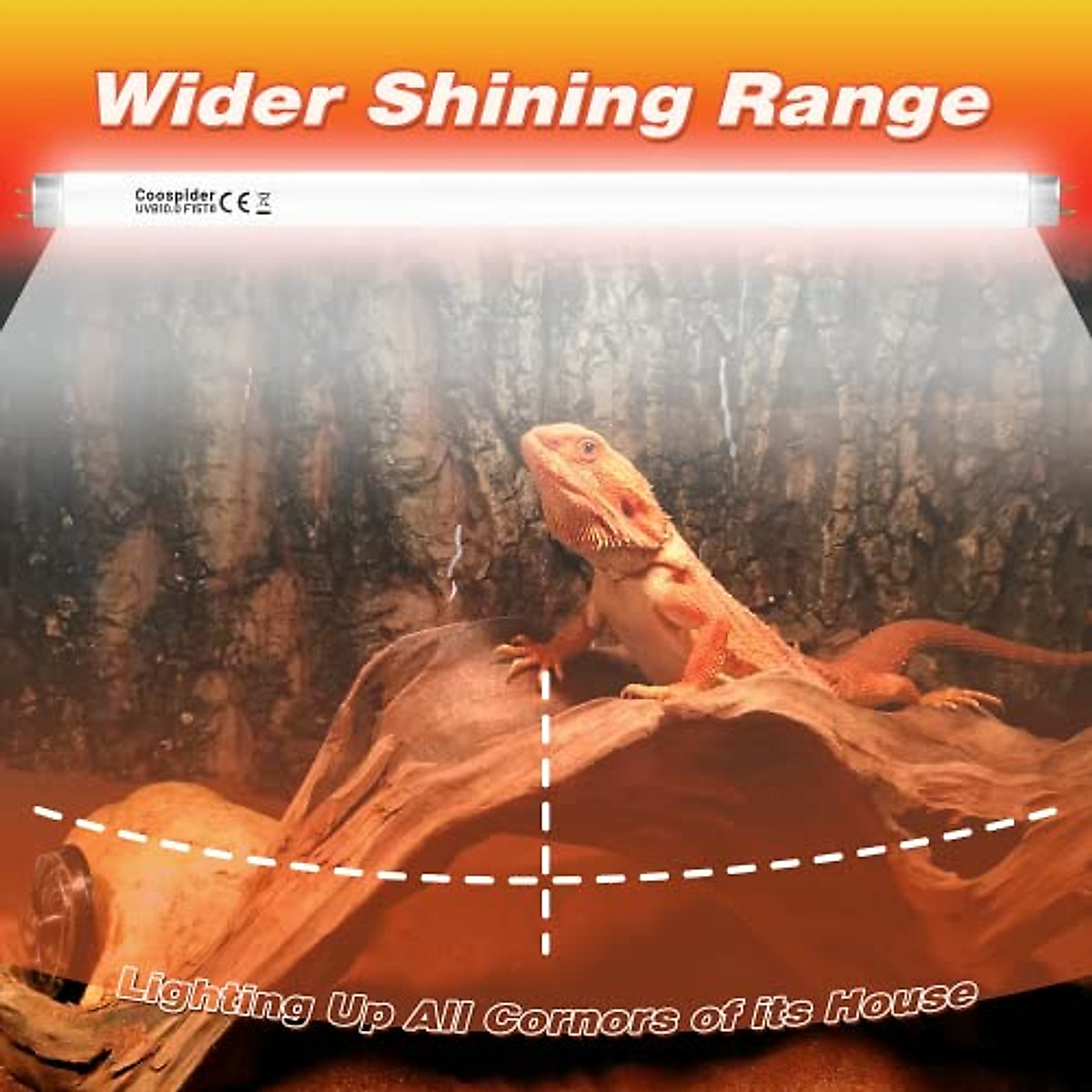 Hypool 2-Pack UVB Reptile Light 10.0 Bulb 15W 18inch T8 Fluorescent Desert Lamp for Bearded Dragon Tortoise Reptile & Amphibian (15W 18inch 10.0 Bulb G13)