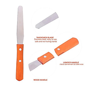 LAVEN Metal Straight Stainless Waxing Spatula Wax Applicator Spatula Wooden Handle Craft Stick for Body Hair Removal