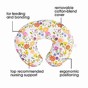 Boppy Original Support Nursing Pillow, Multicolor Spring Flowers, Ergonomic Breastfeeding, Bottle Feeding, and Bonding, Firm Hypoallergenic Fiber Fill, Removable Cover, Machine Washable