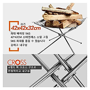 LIUXUEFE Stainless Steel wo-od-Burning Fire Pit Frame, Foldable Fire Frame, Outdoor Barbecue Grill (Color : Medium)