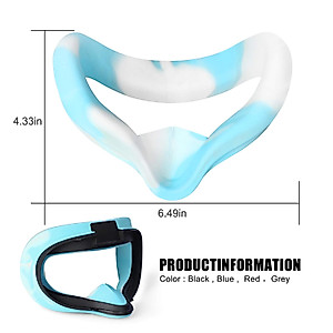 MASiKEN Controller Grips Cover with Face Cover for Meta Oculus Quest 2, Anti-Throw Grips Cover with Adjustable Wrist Strap and Sweatproof Silicone Face Pad, Quest 2 Accessories Kit (Mix Blue)