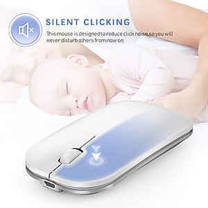 seenda Rechargeable Wireless Keyboard Mouse, Ultra Thin Low Profile Wireless Keyboard and Mouse with Number Pad, Quiet Portable Combo Compatible for Windows XP/7/8/10/11/11 Pro, Silver White