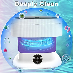 Mini Portable Washing Machine with Spin Dry, 13L Foldable Small Washer，Compact Laundry Lavadora Portatil for Underwear, Baby Clothes, Socks or Small ltems, Dormitory, Apartments, Travel, Purple