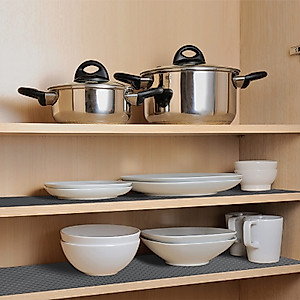 Shelf Liner, Cabinet Liner, Non Adhesive Kitchen Plastic Drawer Liner, Non Slip Shelf Liners for Kitchen Cabinets, Pantry, Shelves, Under Sink, Washable Refrigerator Liners (Grey, 12 x 240 inch)