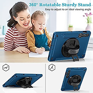Case for Samsung Tab S7/S8 11 Inch 2022: Military Grade Shockproof Protective TPU Cover for Galaxy Tablet S7 11 Inch 2020 W/Stand - Handle - Shoulder Strap - S-Pen Holder -Blue