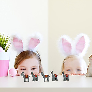 YARNOW 5pcs Resin Donkey Statue Cake Topper Figurines Micro Landscape Fairy Garden Animal Decoration Home Office Table Centerpiece