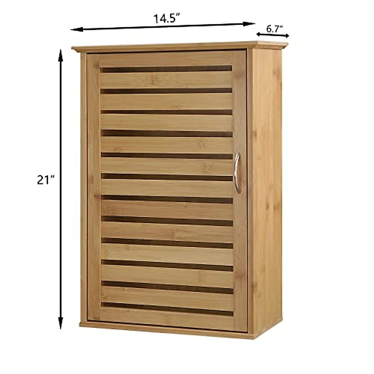 Giofanzo Bamboo Wall cabinets, Wooden Medicine Cabinet with Single Door and Adjustable Shelves, Multifunctional for Bathroom,Kitchen,Laundry,Over The Toilet Storage Cabinet, 14.5Lx6.5Wx21H