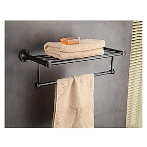 Towel Rails Solid Brass Towel Rack with Bar for Bathroom Shelf Wall Mounted, Oil Rubbed Bronze, 61.5 cm/Toilet Brush Set (Color : Toilet Brush Set) (Towel Shelf b)