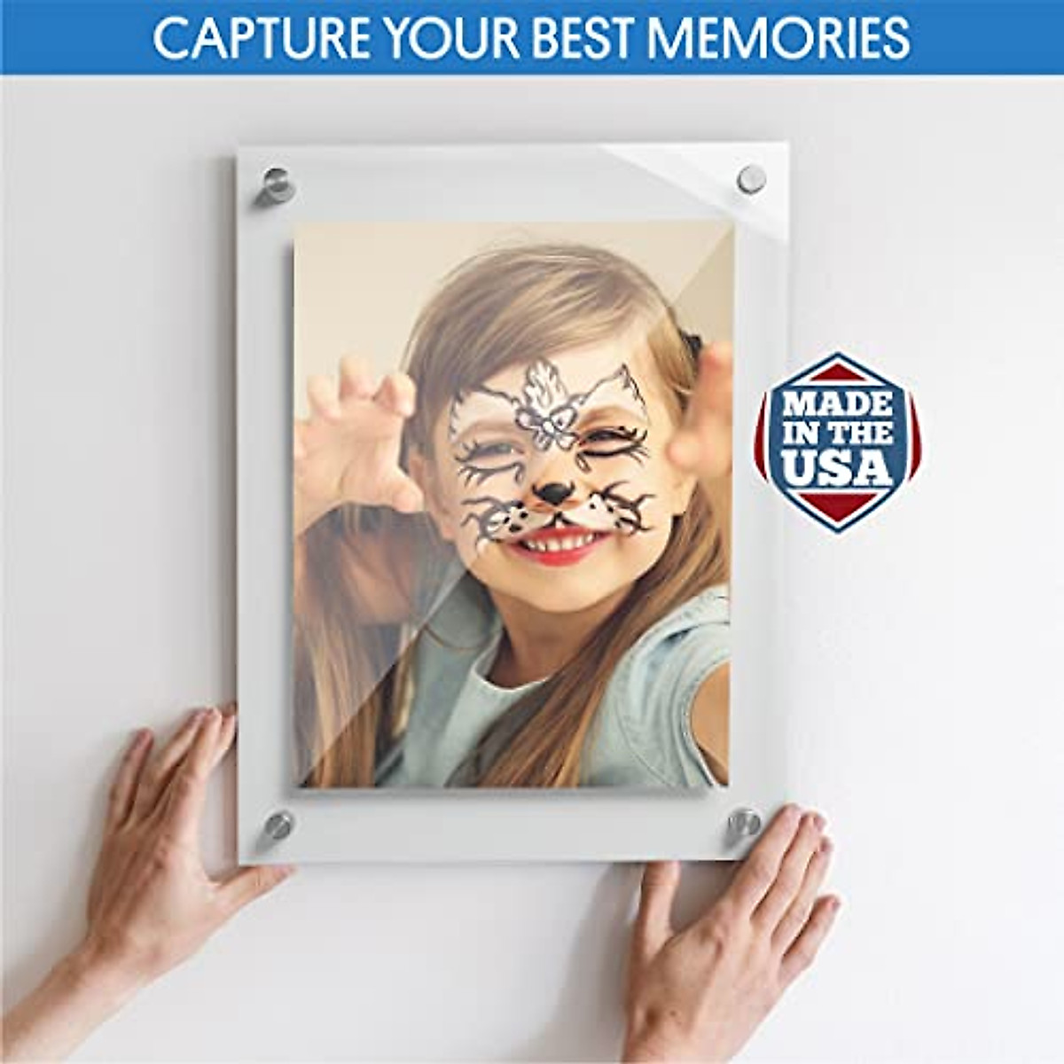 Displaybug Acrylic Frame – Standoff Floating Frame for Photos, Diplomas, Certificates, Posters – Modern and Minimalist Acrylic Picture Frame for Home and Office – Portrait or Landscape (22x28)