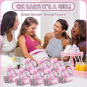 HozHoy 40 Sets Baby Shower Favors for Girls, Guests Gifts Including Elephant Keychains Decorations, Drawstring Bags, Thank You Cards for Baby Shower Party