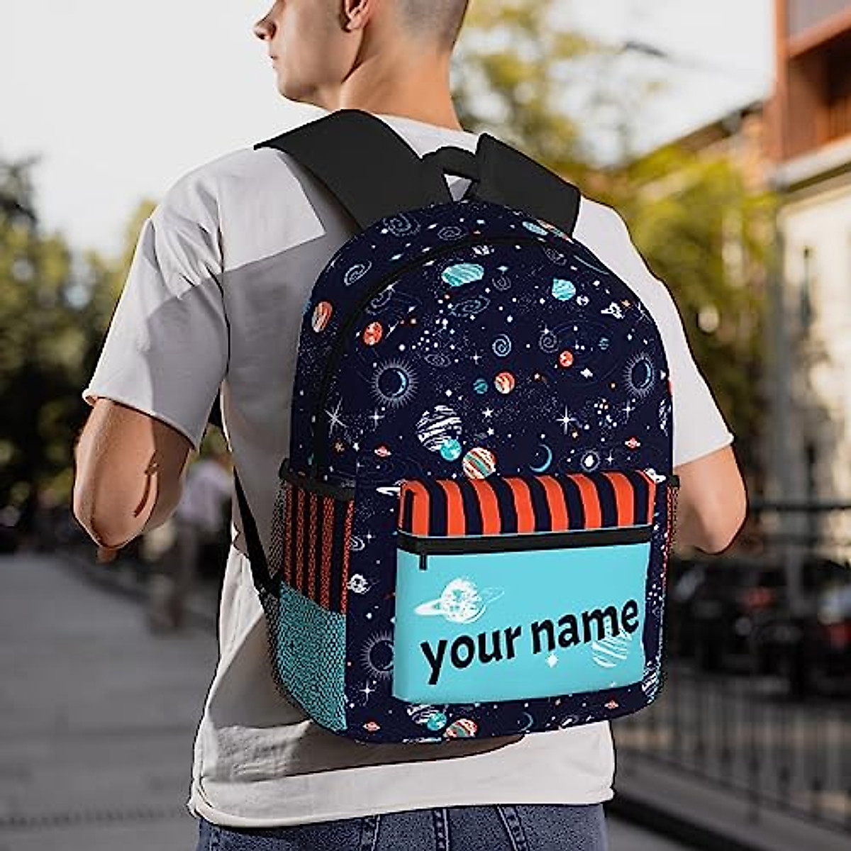 J&SBGFT Custom Backpack for Boys Girls,Personalized Toddler Backpack with Name,Customization Space Print Kid School Backpack Cute Bookbag 15in