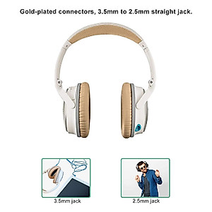 Learsoon Replacement QC25 Audio Cable with Inline Mic Remote Volume Control Compatible with Bose QuietComfort25 QC25 SoundTrue Headphones for iOS Android System (Blue)