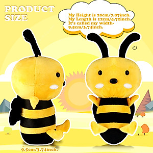 Civaner 2 Pieces Stuffed Honeybee Toy Bee Movie Plush Bee Stuffed Animal for Honey Bee Decor 1st Birthday Bee Themed Party, 7.87 Inches