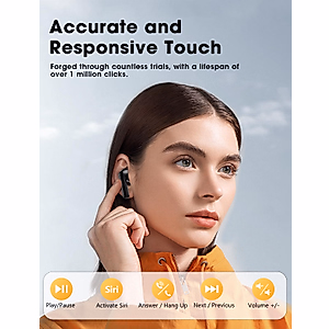 ZZU Wireless Earbuds, Bluetooth Ear Buds with Big Bass Stereo Sound, 48 Hours Playtime, Lightweight in-Ear Fit Earphones, IPX7, Hands-Free Calls with AI for iPhone, Android, Pad, Sports, Workout