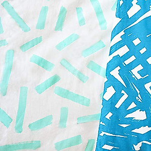 Refinery29 | Lane Bedding Collection | Modern Reversible Luxury Ultra Soft Cotton Comforter, All Season Premium 4 Piece Set, Design for Home Hotel Decor (King, Blue)