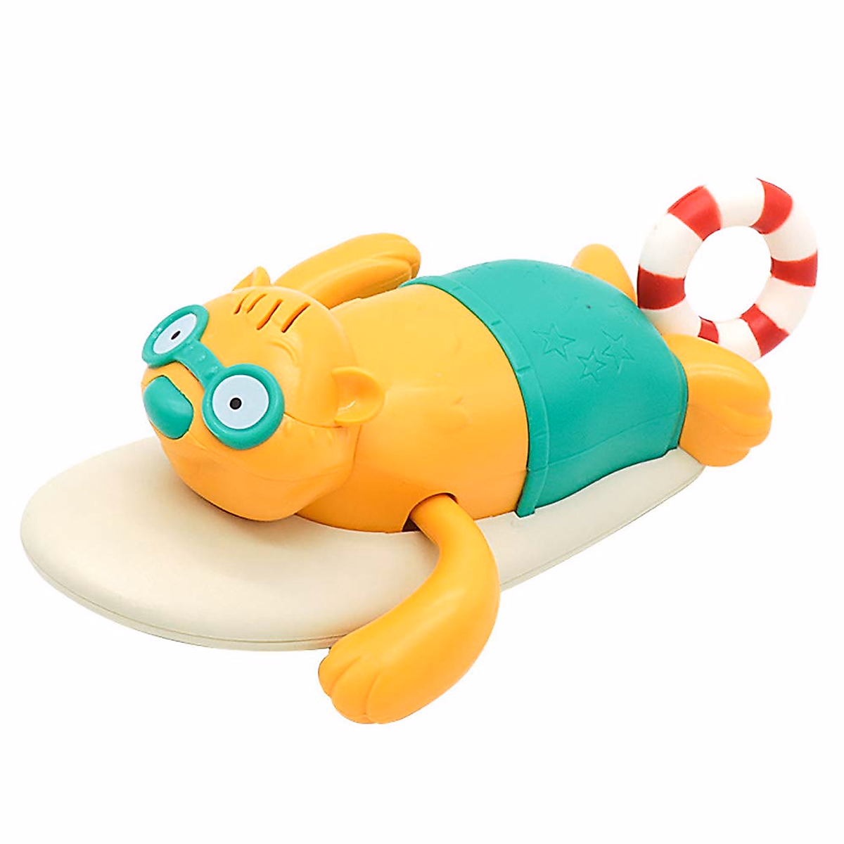 NEXTAKE Pull String Baby Bath Toy Pull & Go Beaver Cute Surfing Beaver Swimming Beaver Windup Clockwork Bathtub Toy for Toddlers (Blue)