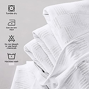 Utopia Bedding 100% Cotton Blanket (Full Size - 90x84 Inches) 350GSM Lightweight Thermal Blanket, Soft Breathable Blanket for All Seasons (White)