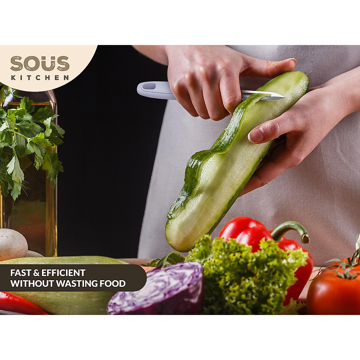 Sous Kitchen Fruit Peeler & Vegetables Peeler for Kitchen - Julienne Peeler & Veggie Peeler with Stainless Steel Blade - Carrot Peeler & Potatoes Peeler with Apple Sharple Peelers (2 Pcs)