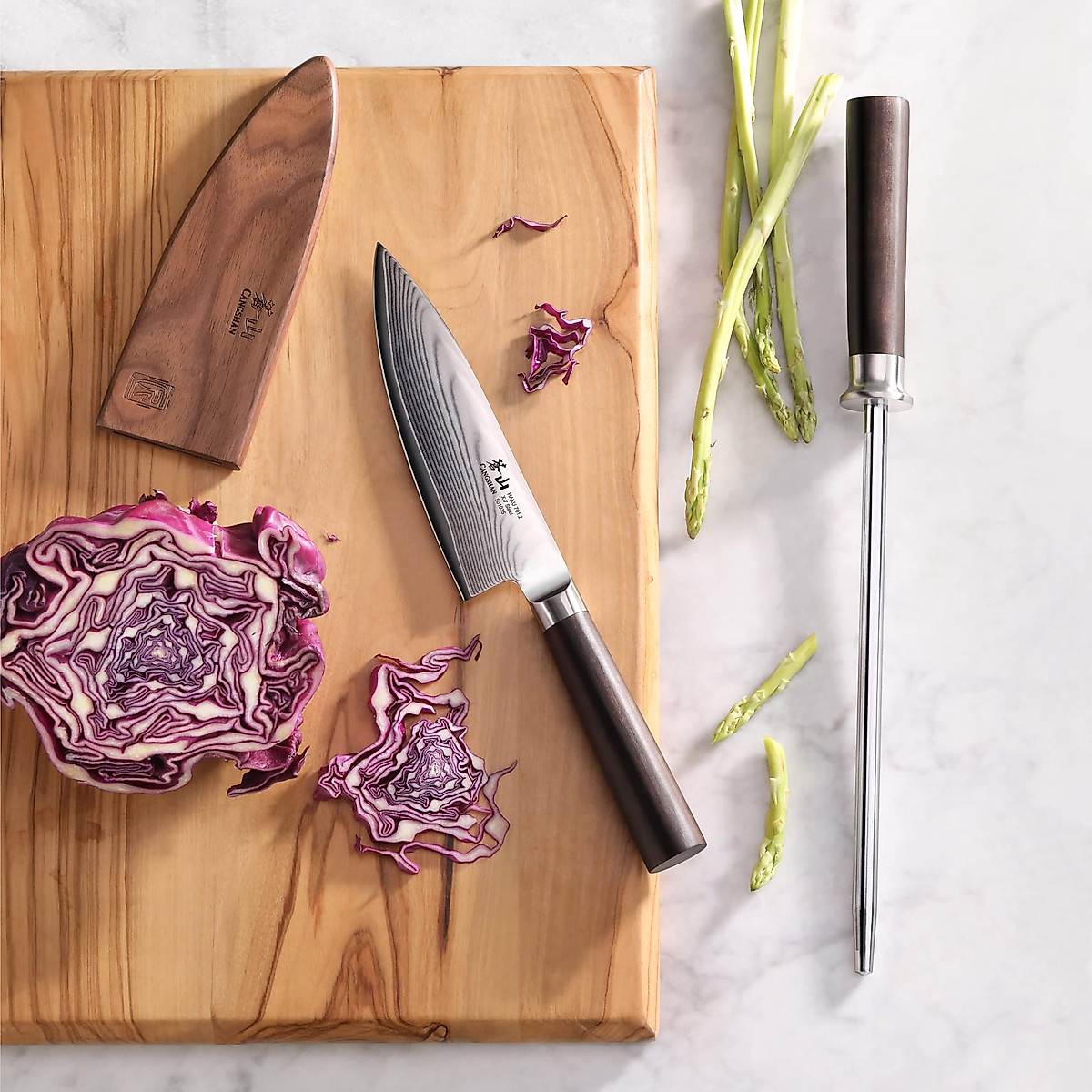 Cangshan HAKU Series 501035 X-7 Damascus Steel Forged 6-inch Chef's Knife with Sheath