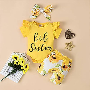 Honykids Toddler Baby Girls Sister Matching Outfits Little Sister Big Sister Clothes Set