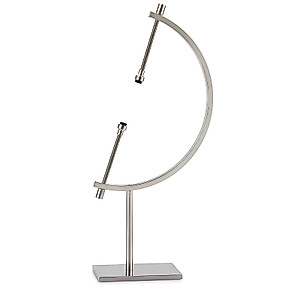 JUXYES Silver Toned Sphere Holder Caliper Stand, Hold 1-1/2 to 5, Caliper Style Display Stand for Mineral, Ornament, Gem, Shell, Coin, etc