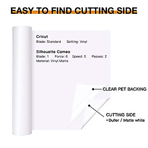 White Permanent Vinyl, White Adhesive Vinyl for Cricut - 12" x 40 FT White Vinyl Roll for Cricut, Silhouette, Cameo Cutters, Signs, Scrapbooking, Craft, Die Cutters