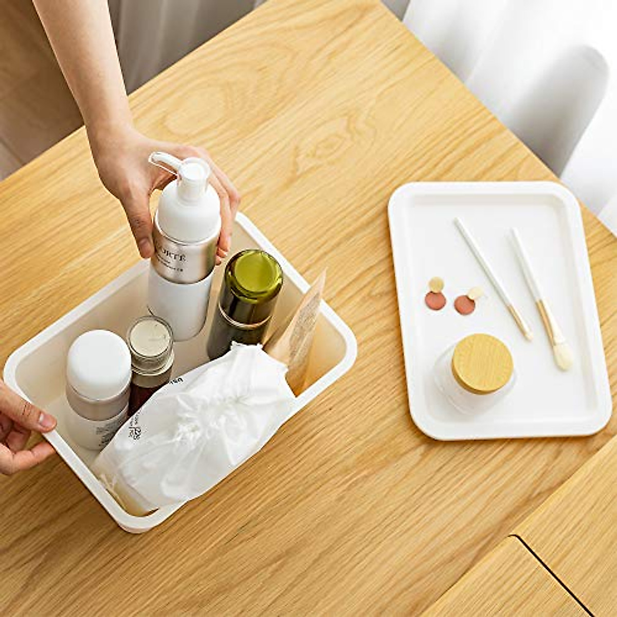 Lunmore Small Storage Box Bin Container Cube Organizer Set Stackable Storage Basket Shelf Organizer Pack of 3