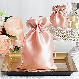 Efavormart 12PCS Dusty Rose Satin Gift Bag Drawstring Pouch Wedding Favors Bridal Shower Candy Jewelry Bags - 6"x 9"