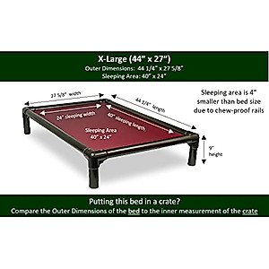 Kuranda Elevated Indoor Bed - Walnut PVC - X-Large - 44" x 27" - Cordura - Burgundy