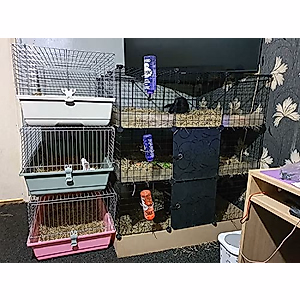 LANGXUN DIY Small Animal, Pet Playpen, Rabbit , Guinea Pig Cages, Puppy, Kitten Playpen | Indoor & Outdoor Portable Metal Wire Yard Fence (16pcs Metal Panels)