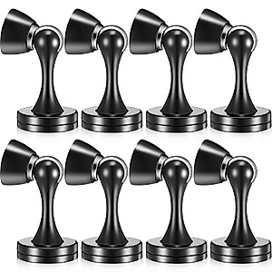8 Pack Magnetic Door Stop Floor Mounted Door Stopper Black Magnetic Door Catch Wall Mounted Door Stopper with Catch Magnetic Door Holder with Screws for Hold Door Open and Wall Protector