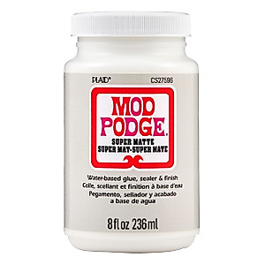 Mod Podge Super Matte, Premium All-in-One Glue, Sealer, and Finish, 8 fl oz, CS27596, Clear